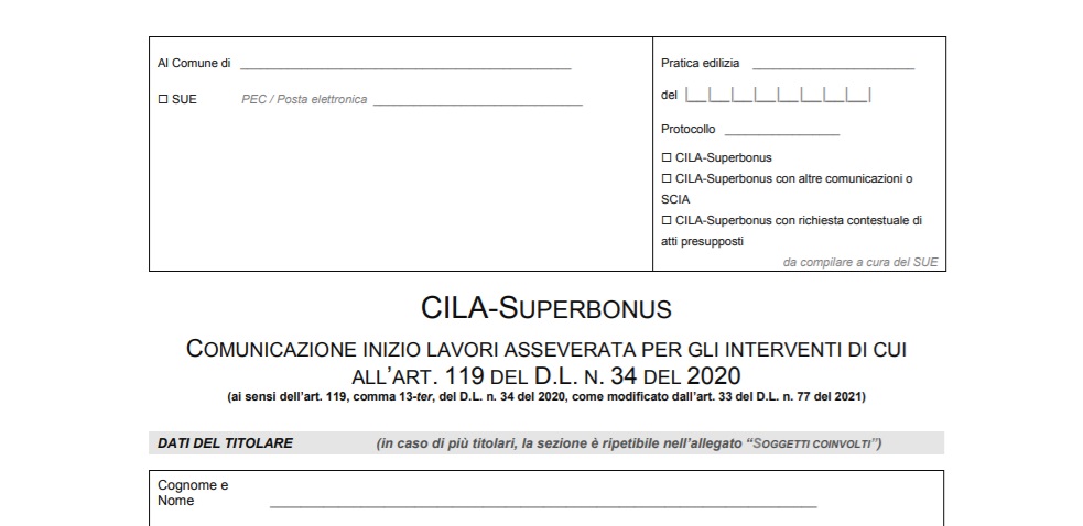 CILA Superbonus 110%: Cos'è e quali sono le differenze con la CILA